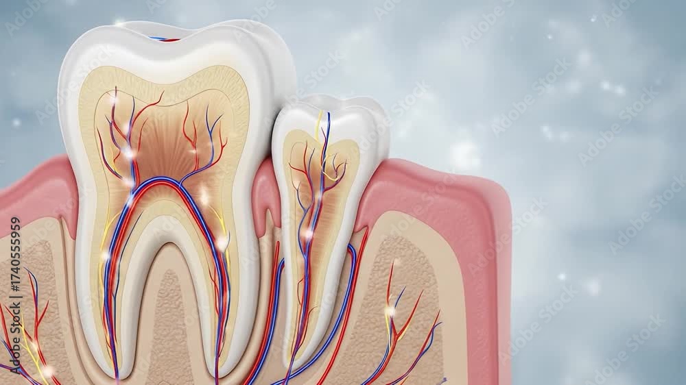 Vidéo Stock Detailed Tooth Anatomy: Cross-Section View of Molar and ...