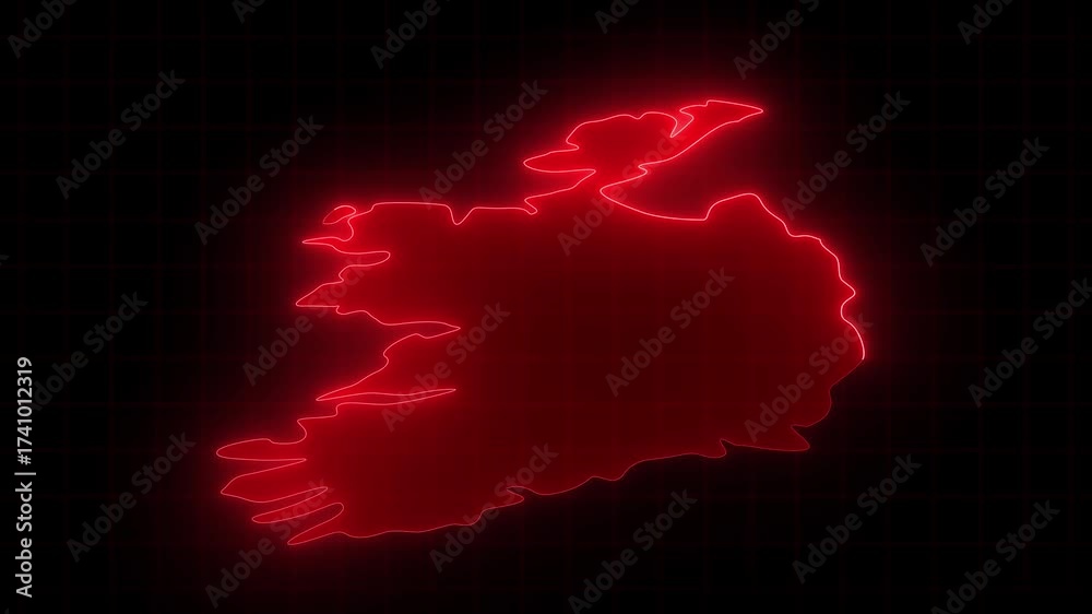 Vidéo Stock Ireland map animation, Glowing neon Ireland map animation ...