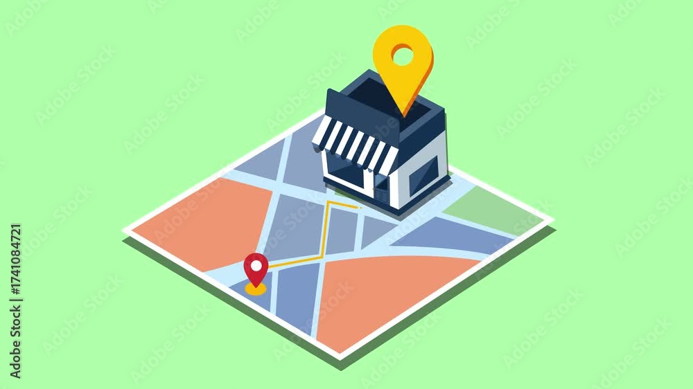Map Animation with Store and Location Markers, Animated of a map with a ...