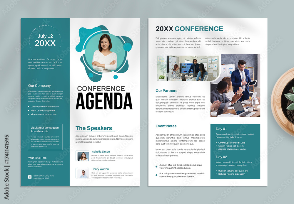 Corporate Conference Agenda Event Program and Schedule Flyer Layout ...