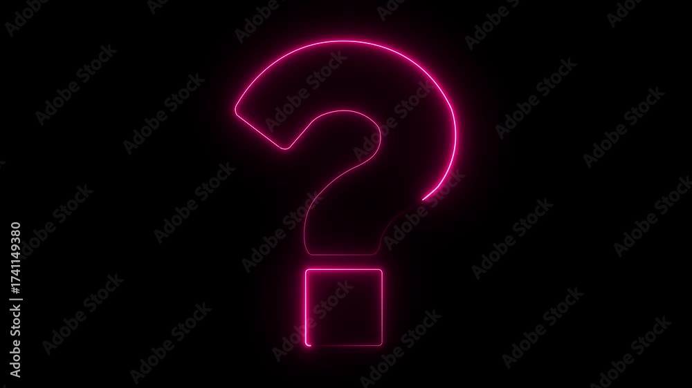 Question mark sign animation. Neon icon colored digital big question ...