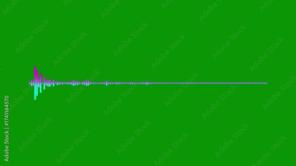 Minimal audio visualizer on green screen backdrop, 4k sound wave loop ...