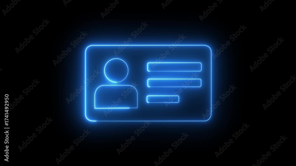 Neon NID card verify icon. Man profile verify account icon. Id card ...