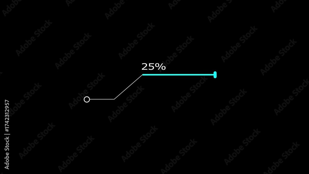 A dynamic cyan color line loading animation, and loading to completed 1 ...