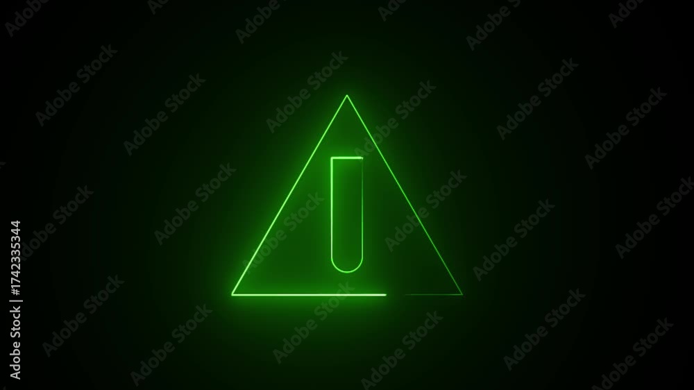 High voltage electric shock warning sign: a glowing neon triangle ...