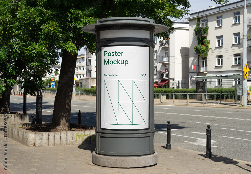 Poster on Street Pole Mockup Stock Template | Adobe Stock