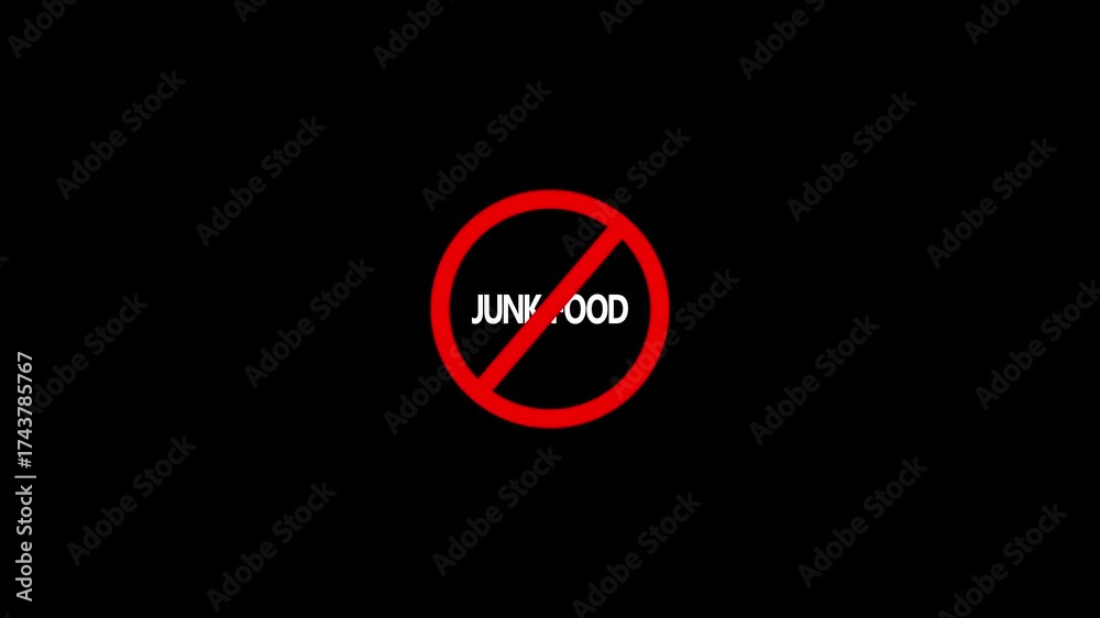 Vidéo Stock junk food prohibition sign animation.4K motion animation ...