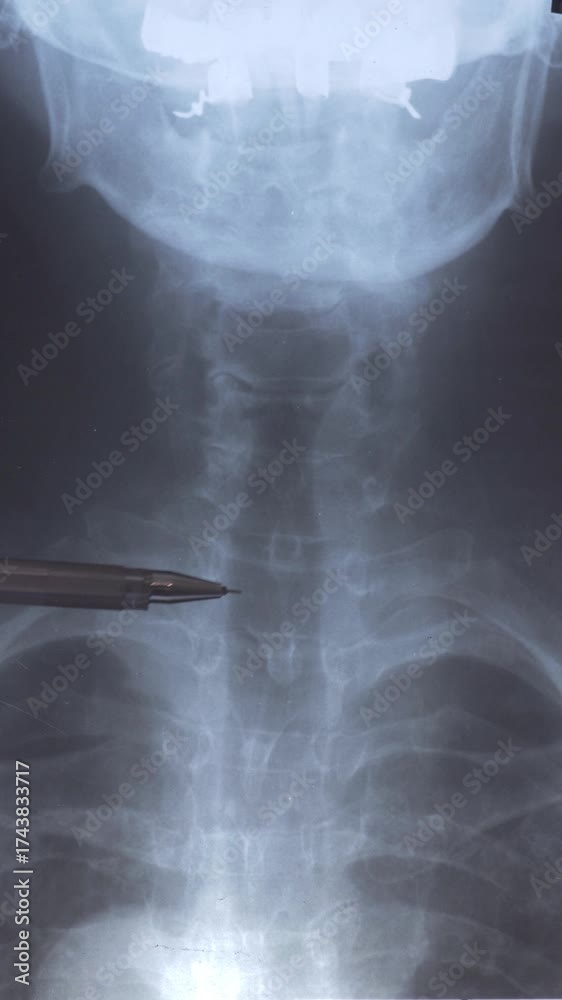 Doctor learning vertical X-ray scan with displacement of intervertebral ...