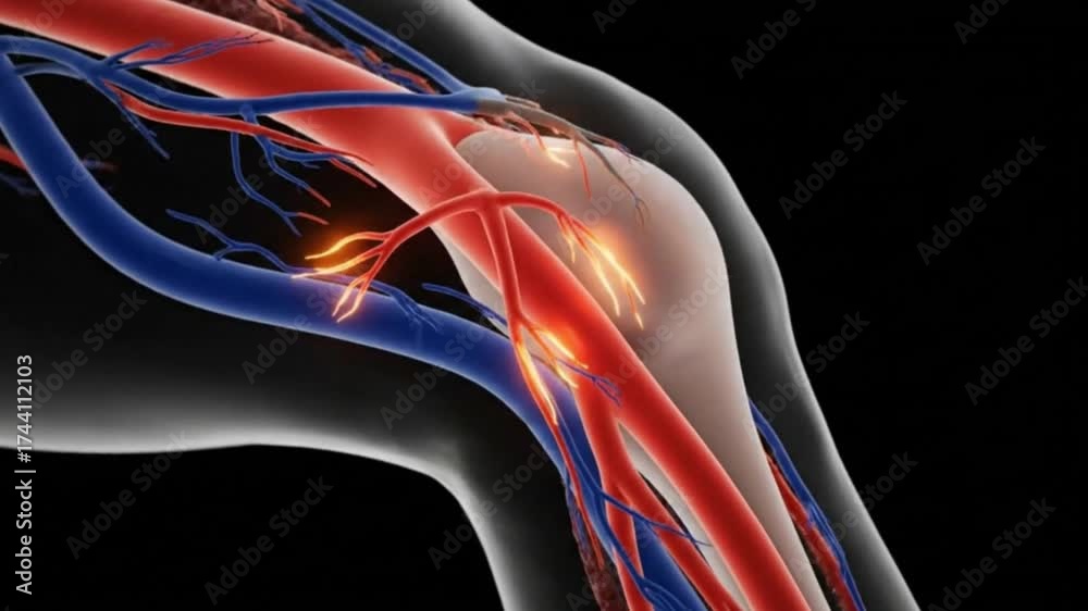 Medical Visualization Human Knee Anatomy With Artery And Vein Blood ...