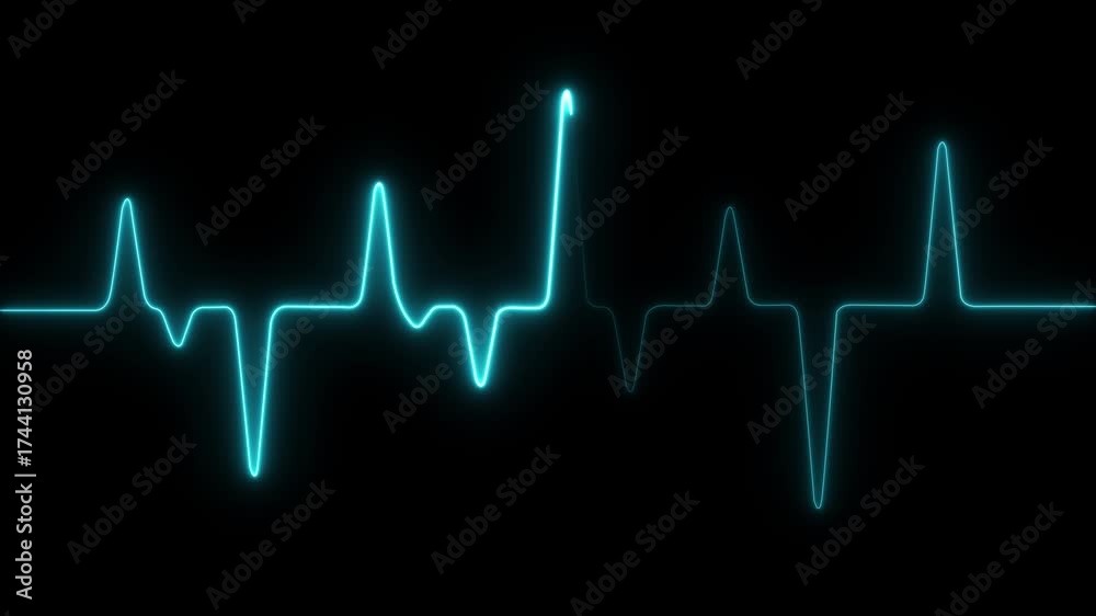 Neon heartbeat on black isolated background. 4k seamless loop animation ...