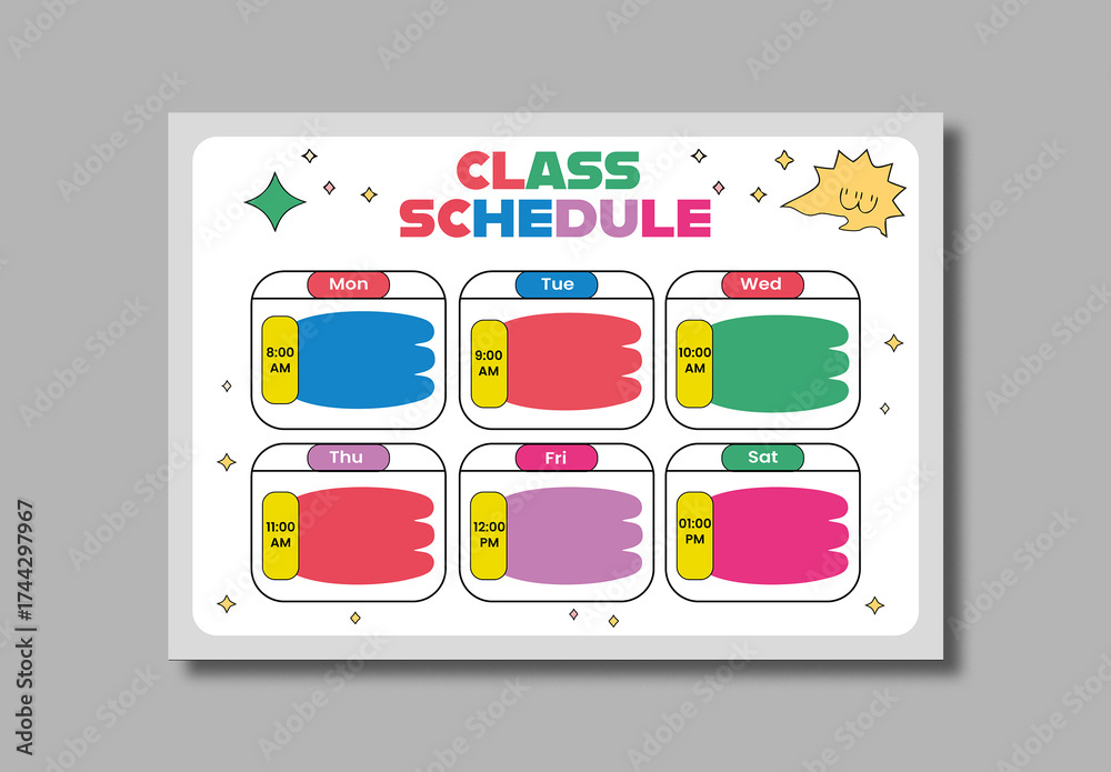 Modern School Timetable Template Stock テンプレート | Adobe Stock