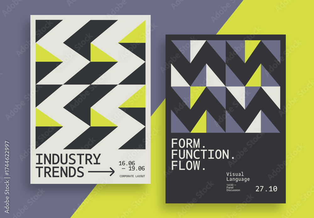 Modern Corporate Poster Design Layout with Bold Geometric Patterns ...