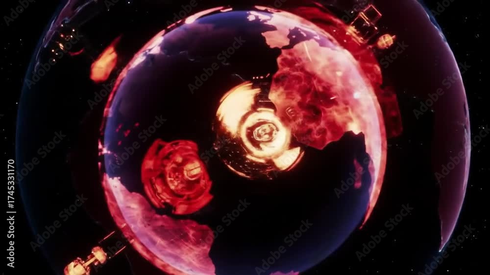 Animated earth globe with burning zones depicting climate change Stock ...