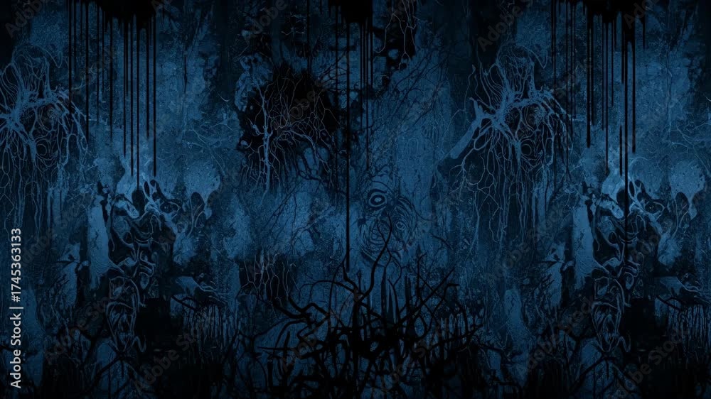 Creepy Grunge Blue Horror Background - A dark and moody abstract video ...