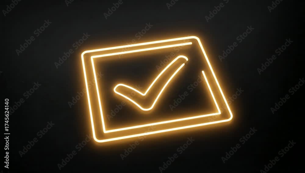 Neon Check Mark Animation - A Glowing Symbol of Approval. vídeo do ...