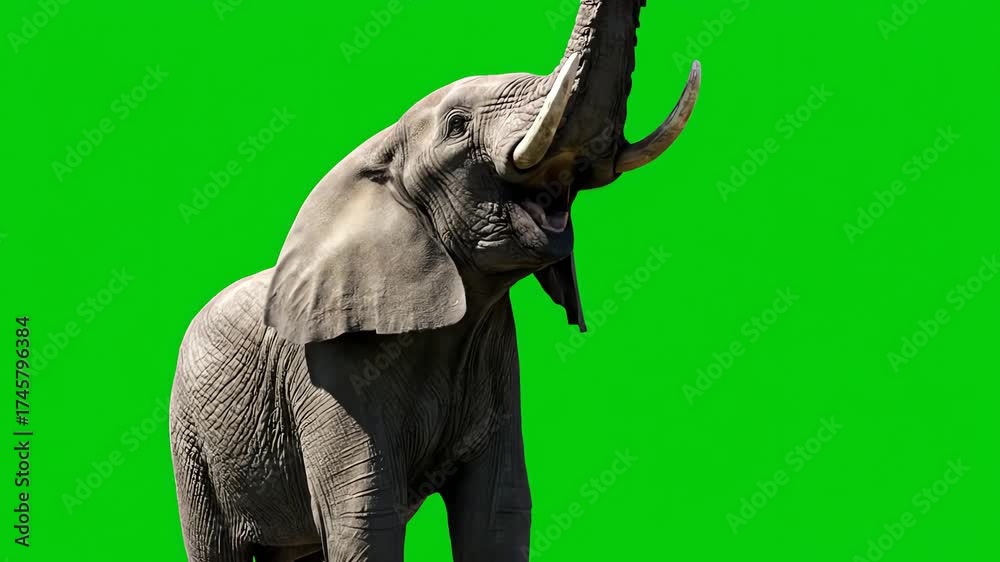 Animated Sequence of Majestic African Elephants on Green Screen for ...