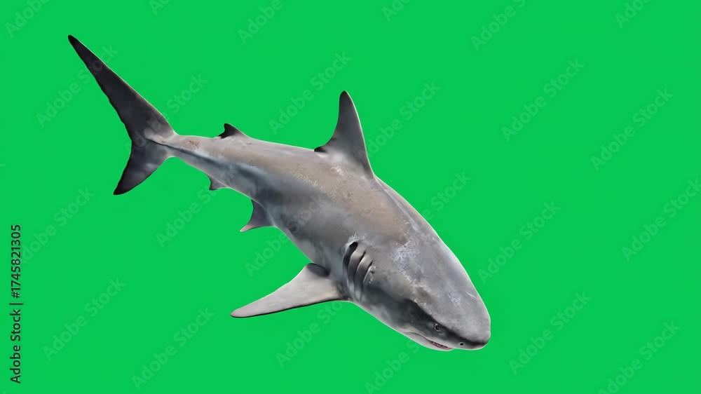 Shark Swimming Animation Sequence on Green Screen Background for Visual ...