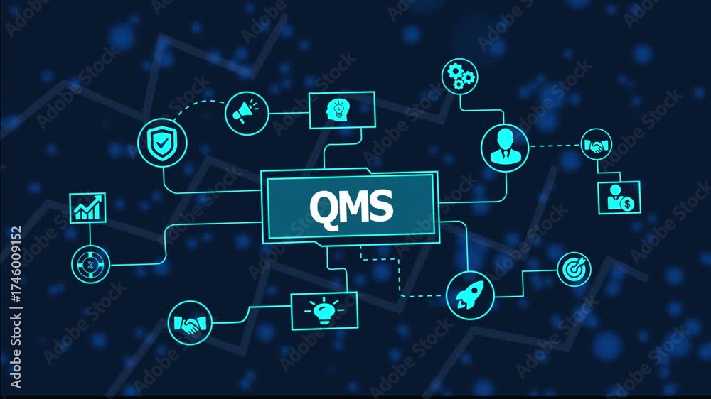Professional QMS concept illustration representing quality management system, process ...
