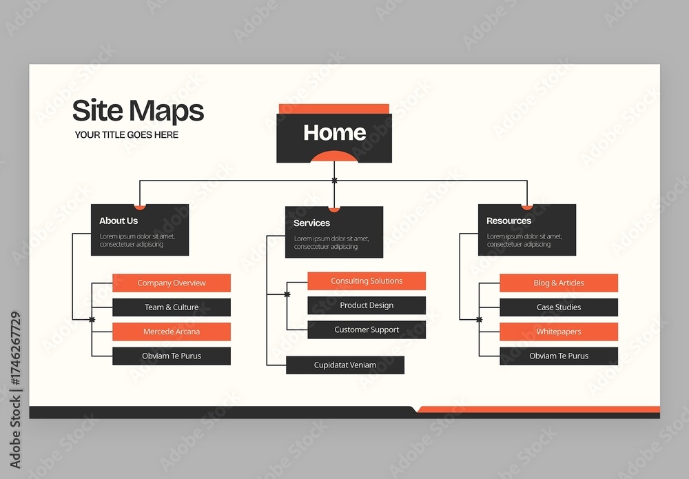 Site Map Infographic Template in Modern Corporate Style for Business ...