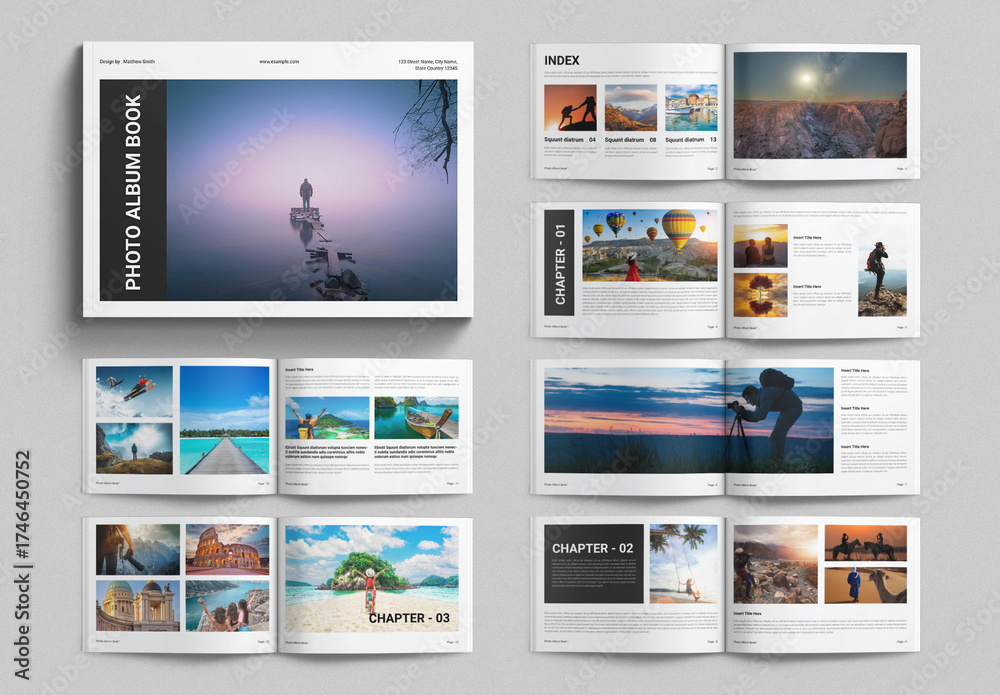 Photo Album Book Template Design Layout Landscape Stock Template ...