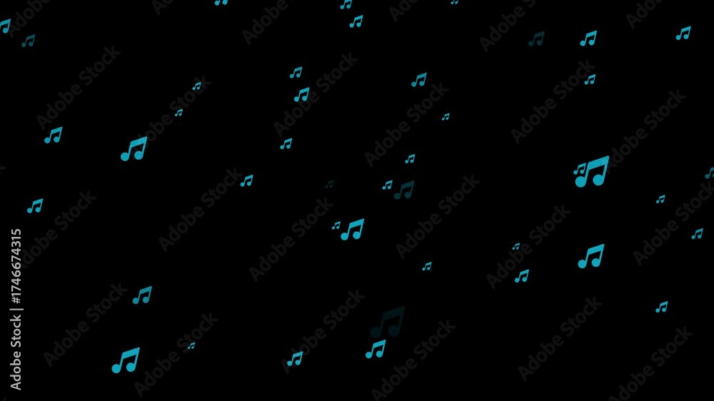Vidéo Stock Musical notes flying alpha channel animation, Concept of ...