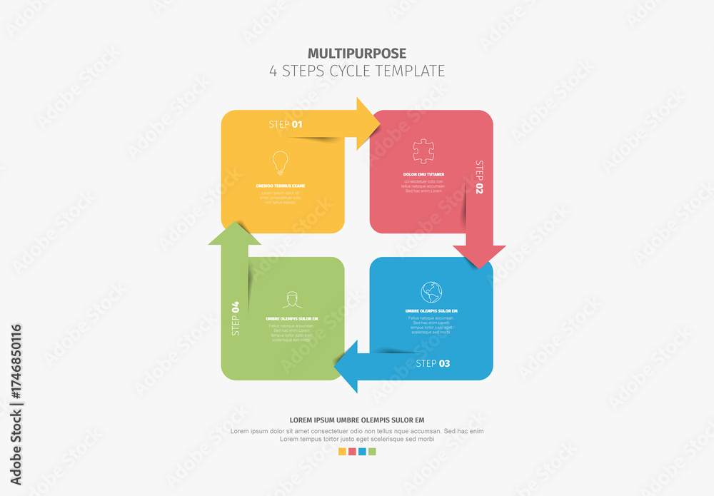 Multipurpose 4 Steps Cycle Template Infographic with Arrows Stock ...