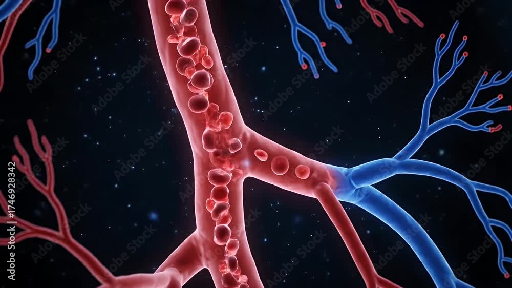 Animated arteries and veins illustration showing blood circulation ...