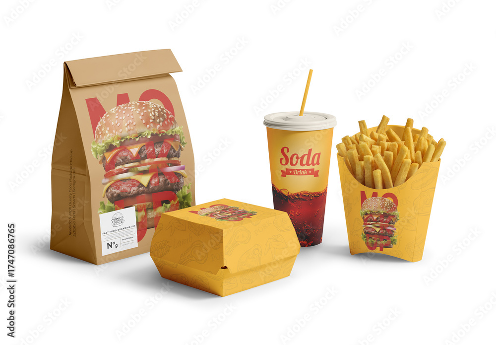 Fast Food Branding Mockup Stock Template | Adobe Stock