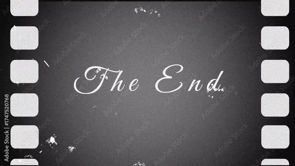 Vintage 'The End' Film Title Card Animation with Damaged Film Grain ...