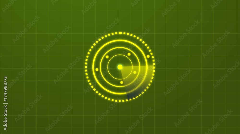 Sonar radar scanning screen animation on black background. Signal ...