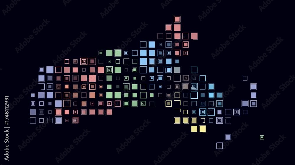 Massachusetts animated shape. Pulsating colored dots on the map of the ...