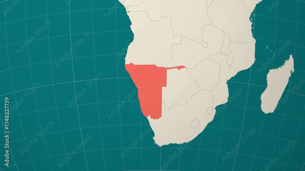 Stockvideon Namibia map. Animated zoom into the country on the Globe in ...