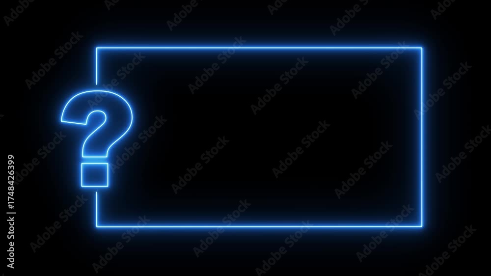 Question mark neon sign light on black background. Quiz trivia game ...
