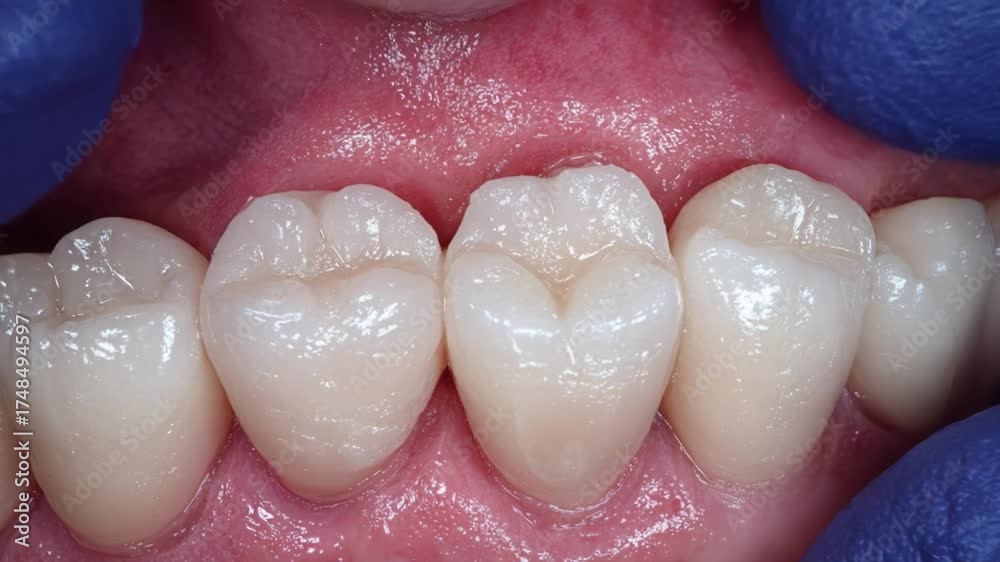 Close-Up Examination of Healthy Molars and Gums in a Dental Setting ...