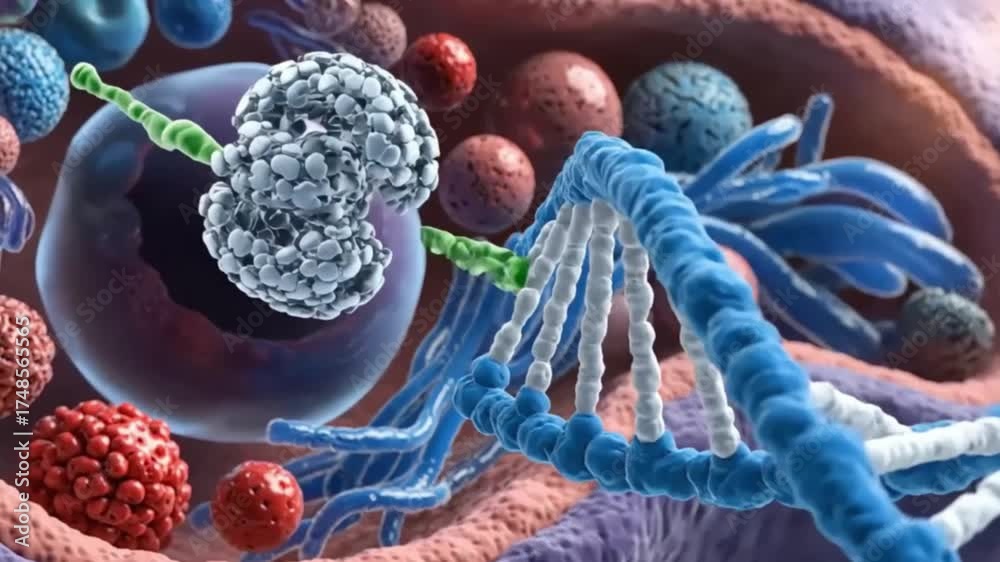 CRISPR mechanism operating inside a human cell – 3D molecular animation ...