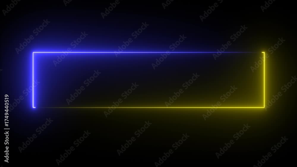 Neon effect rectangle border frame animation. Glowing neon box frame ...