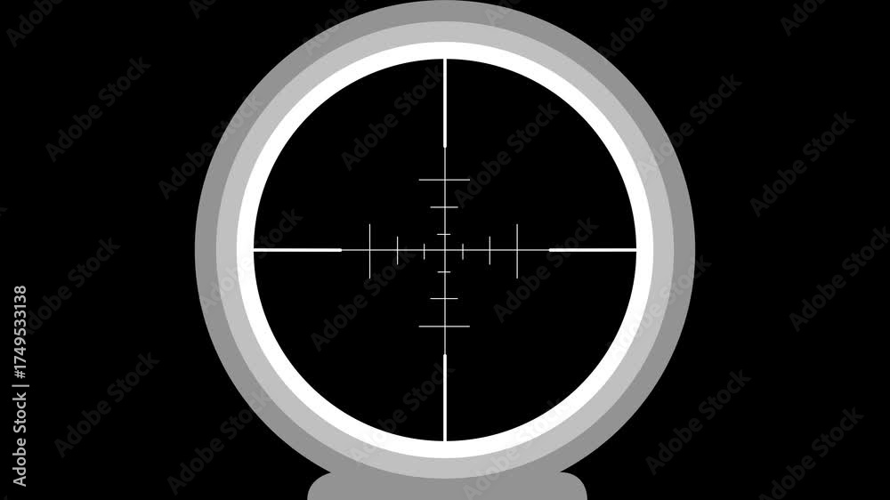 target icon animation on black background. Sniper Scope icon. Aim ...