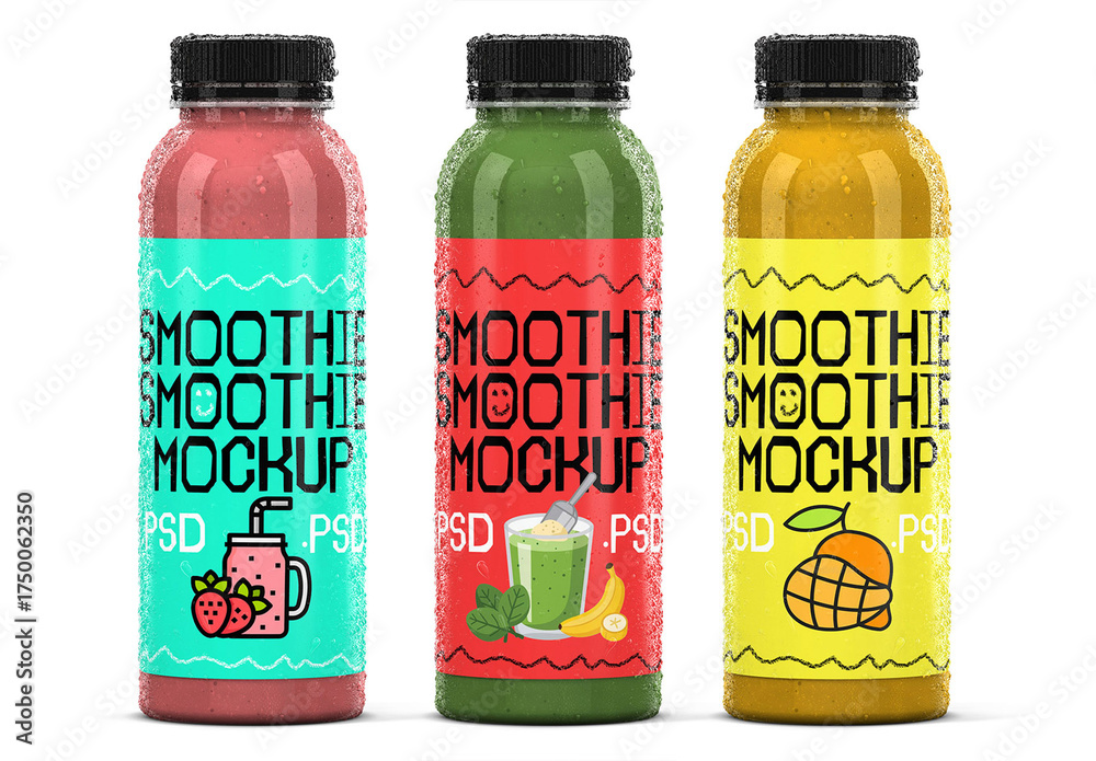 Realistic Smoothie Bottle Mockup PSD - Customizable Label & Liquid ...