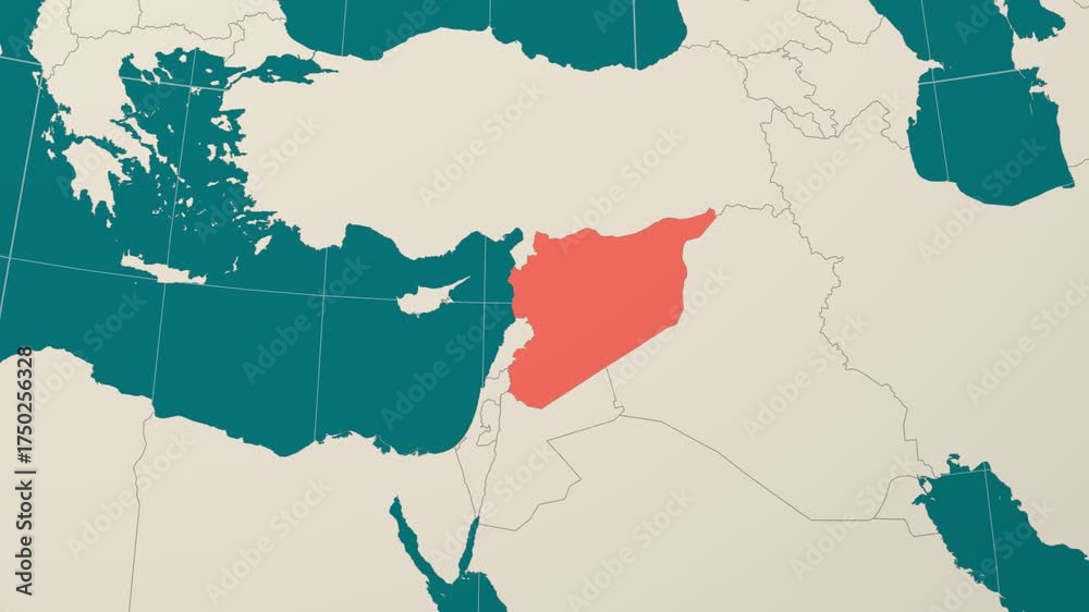 Stockvideon Syria map. Animated zoom into the country on the Globe in ...