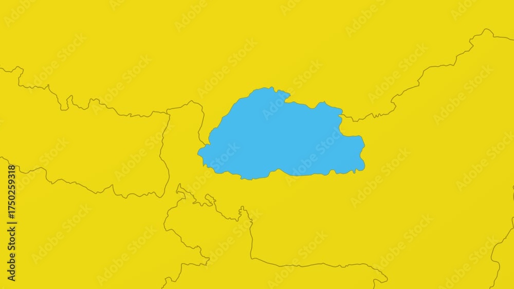 Bhutan map. Animated zoom into the country on the Globe in Charcoal ...