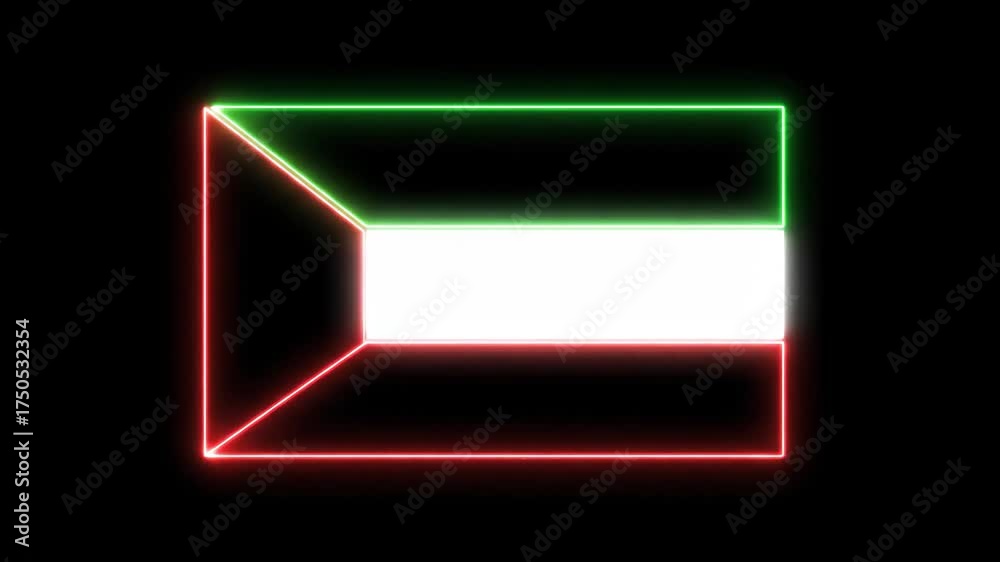 Kuwait Flag Neon Sign - A glowing neon representation of the Kuwait ...