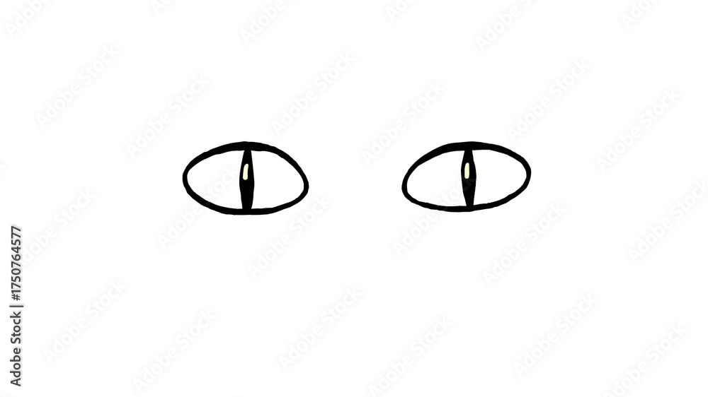 Eyes transform into snake or cat eyes. Hand drawn flat doodle moving ...