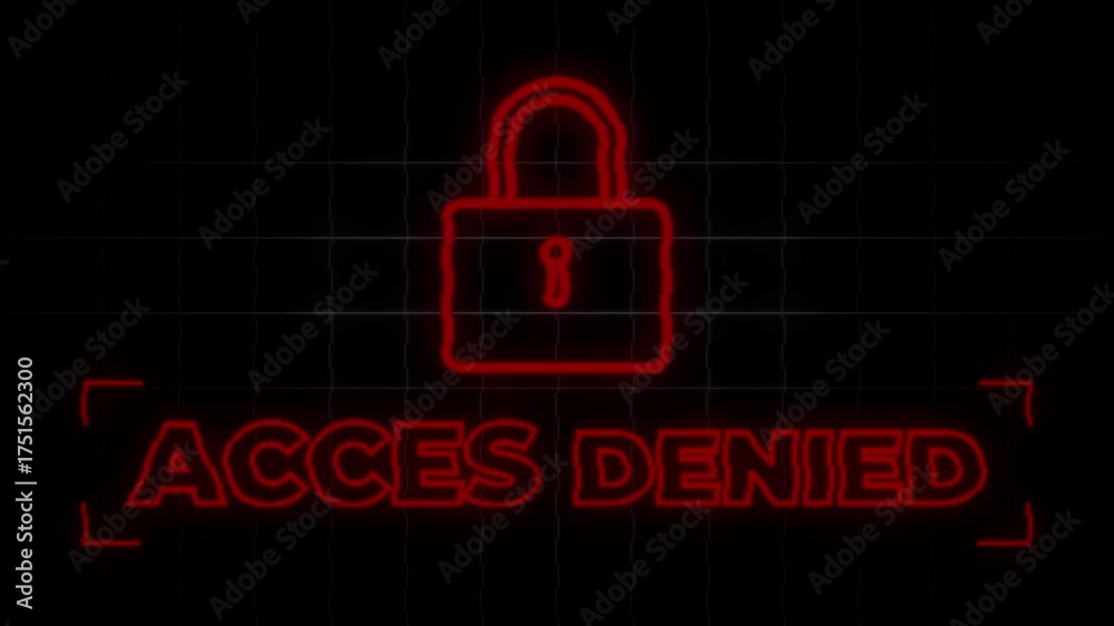 Animated Access Denied with Padlock Icon Vhs Retro Screen Stock ビデオ ...