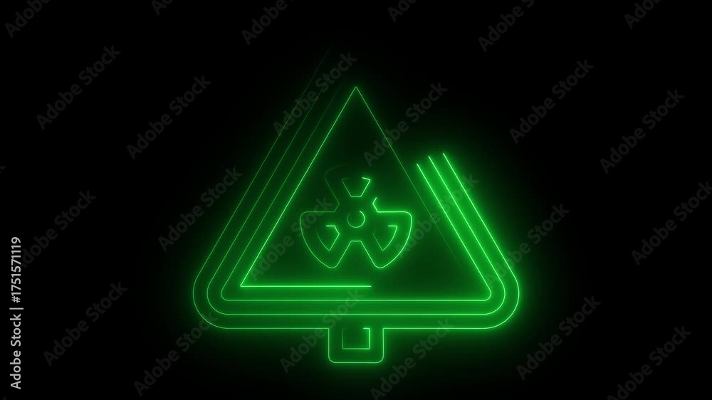 Neon radiation sign, flickering emergence and fading. Glowing neon ...