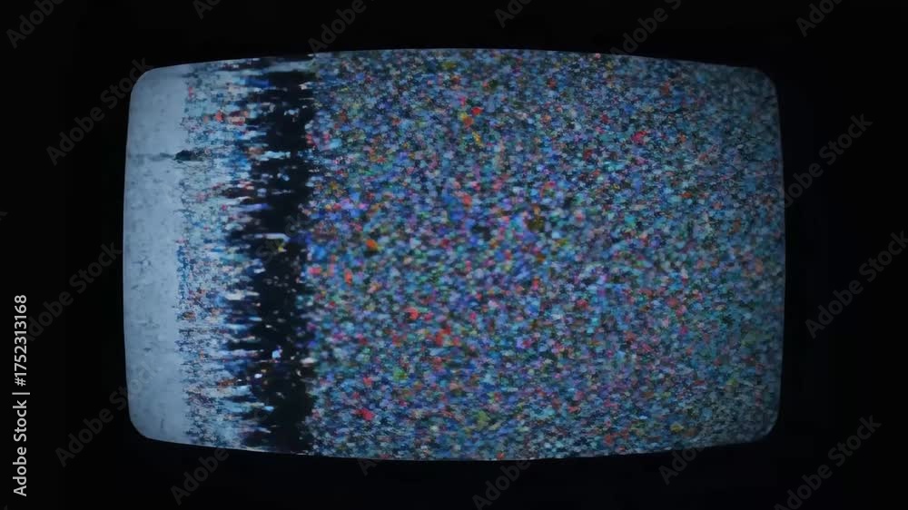 Television Static on CRT Screen - A close-up of a CRT television ...