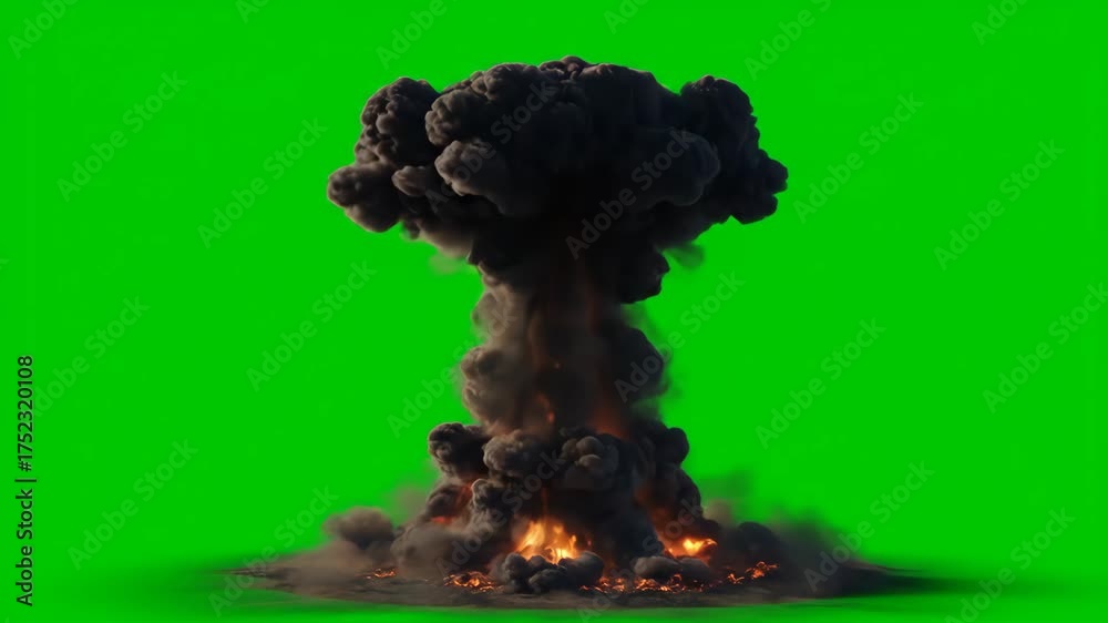 Nuclear Explosion Mushroom Cloud on Green Screen - A visual effects ...