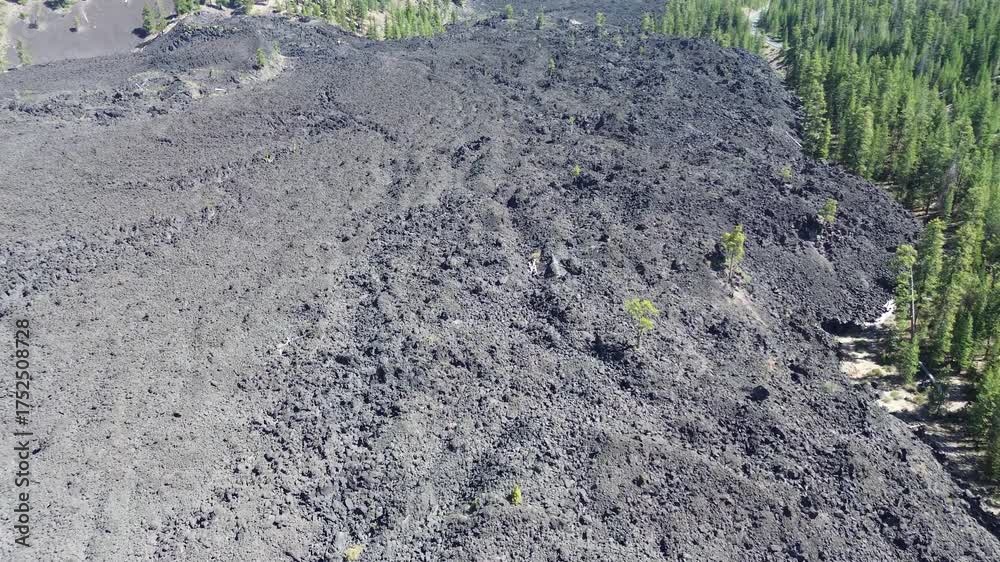 Lava flow in central Oregon. Flight along the edge of the flow shows ...