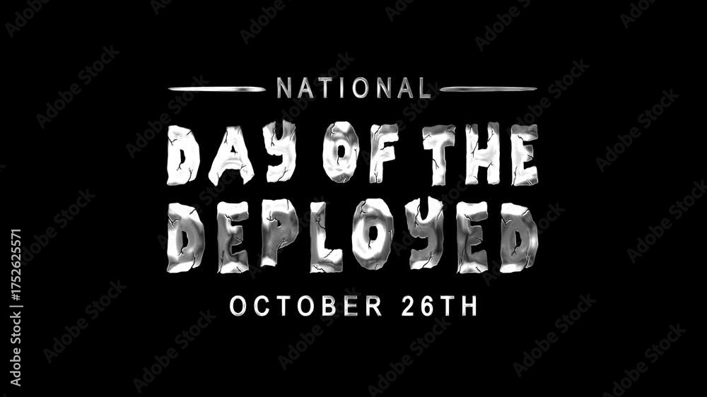 National day of the deployed text animation in silver, for social media ...