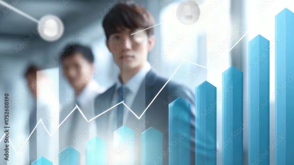 Businessman digital financial graph growth chart data analysis office ...