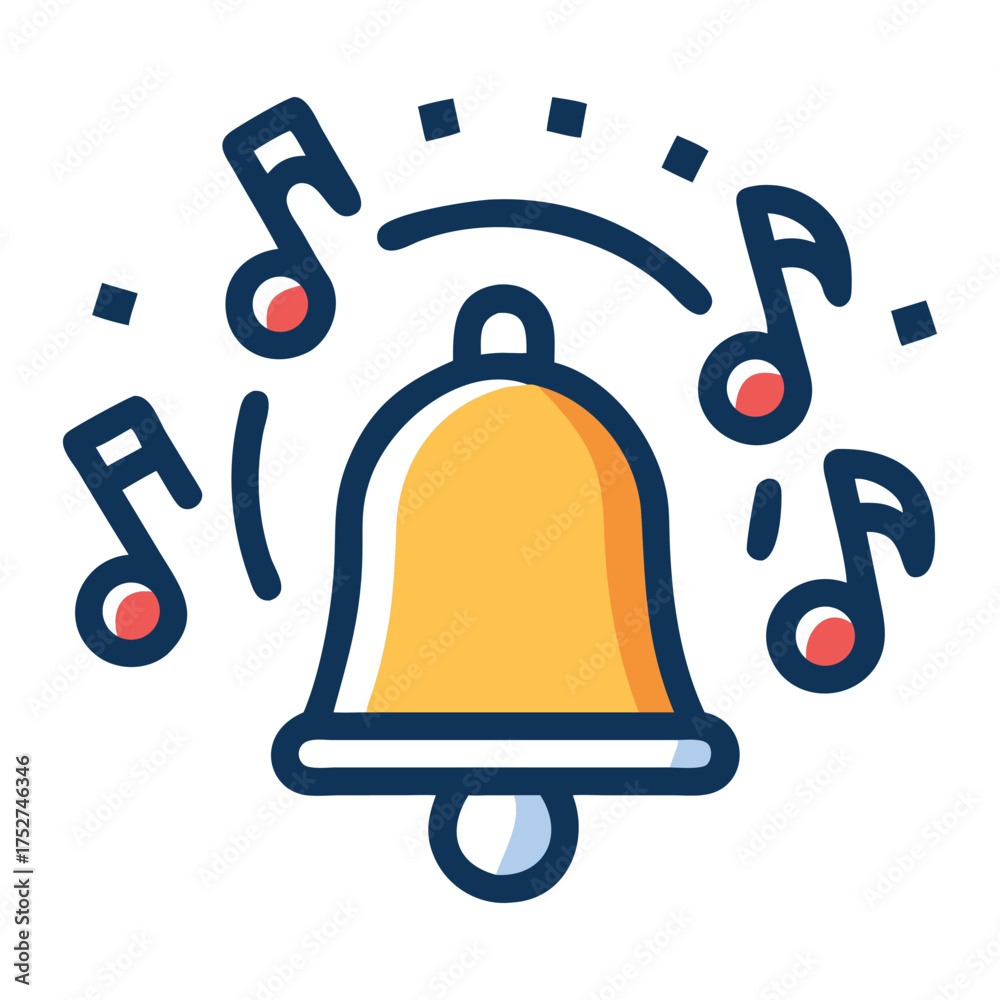 Melody of the Bell: A vibrant illustration depicts a classic bell ...